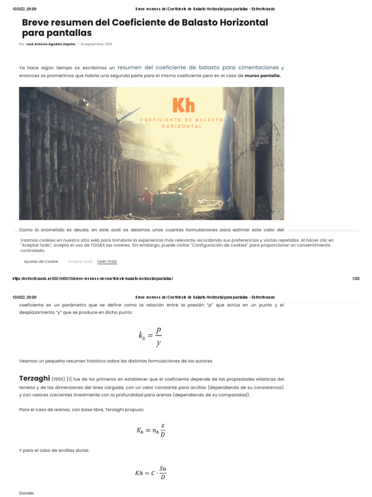 Breve Resumen Del Coeficiente de Balasto Horizontal para Pantallas ...