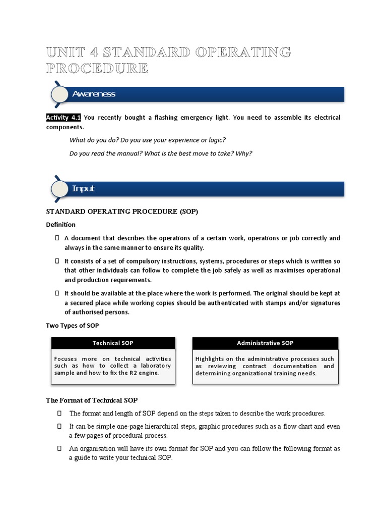Standard Operating Procedure | PDF | Chemistry | Chemical Substances