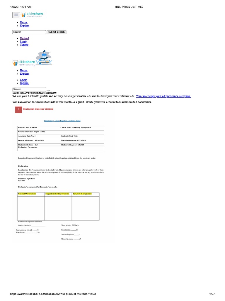 Hul Product Mix | PDF | Stock Market | Unilever