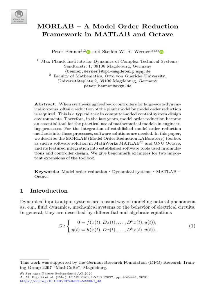 Morlab A Model Order Reduction Framework In Matlab And Octave Pdf Matlab Computing
