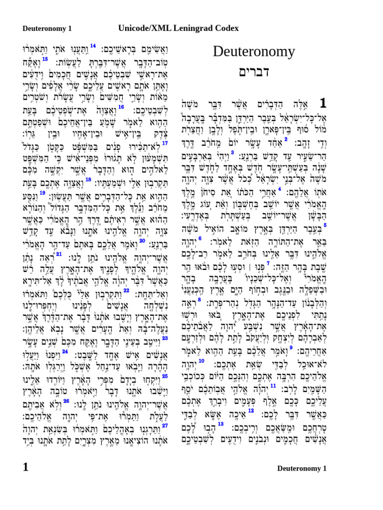 WLC 05. Torah - Devarim (Words) - Deuteronomy | PDF