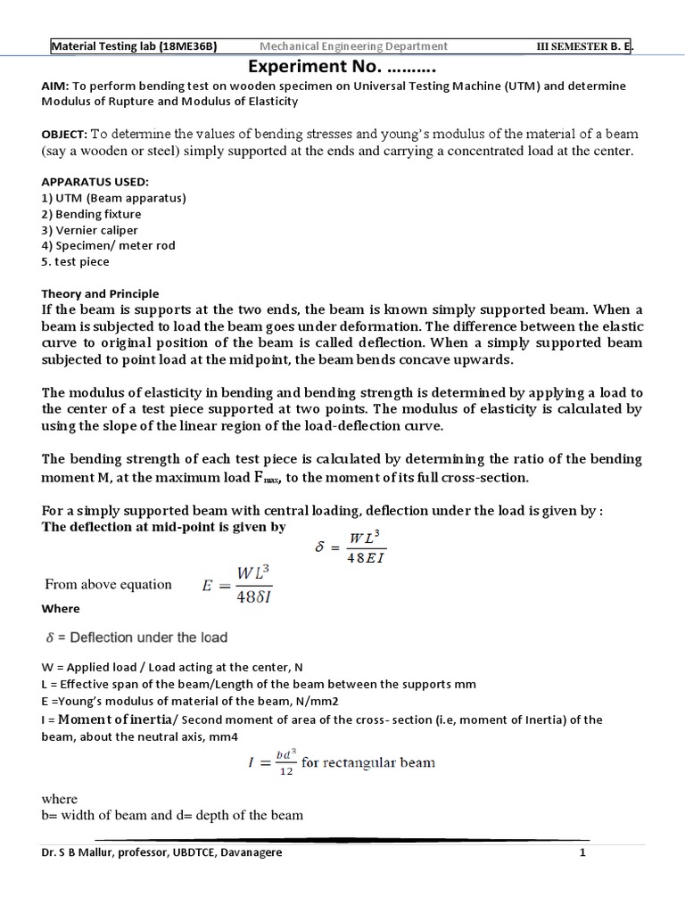 Bending Test On Wood | PDF | Bending | Beam (Structure)