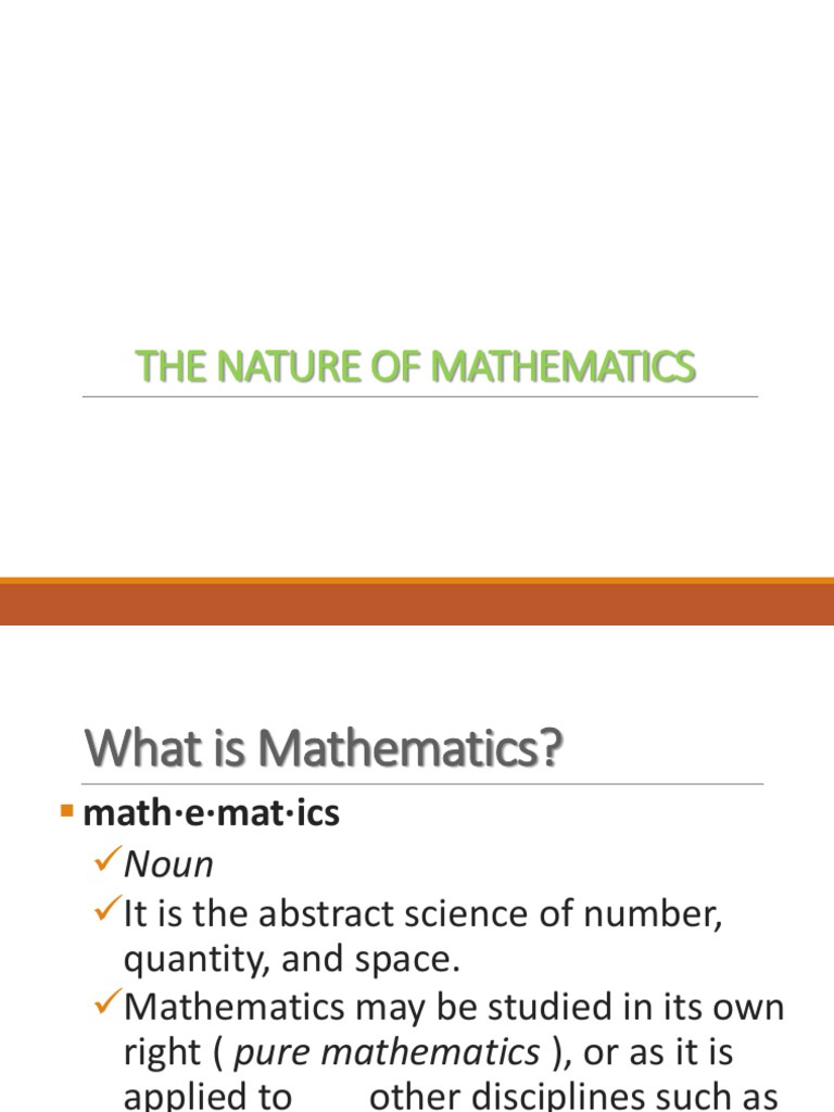 Module 1.0 The Nature of Mathematics | PDF | Pattern | Mathematics