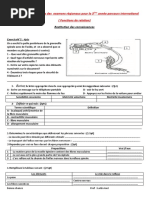 Contrôle SVT 3AC Semestre 2 | PDF | Nerf | Muscle squelettique