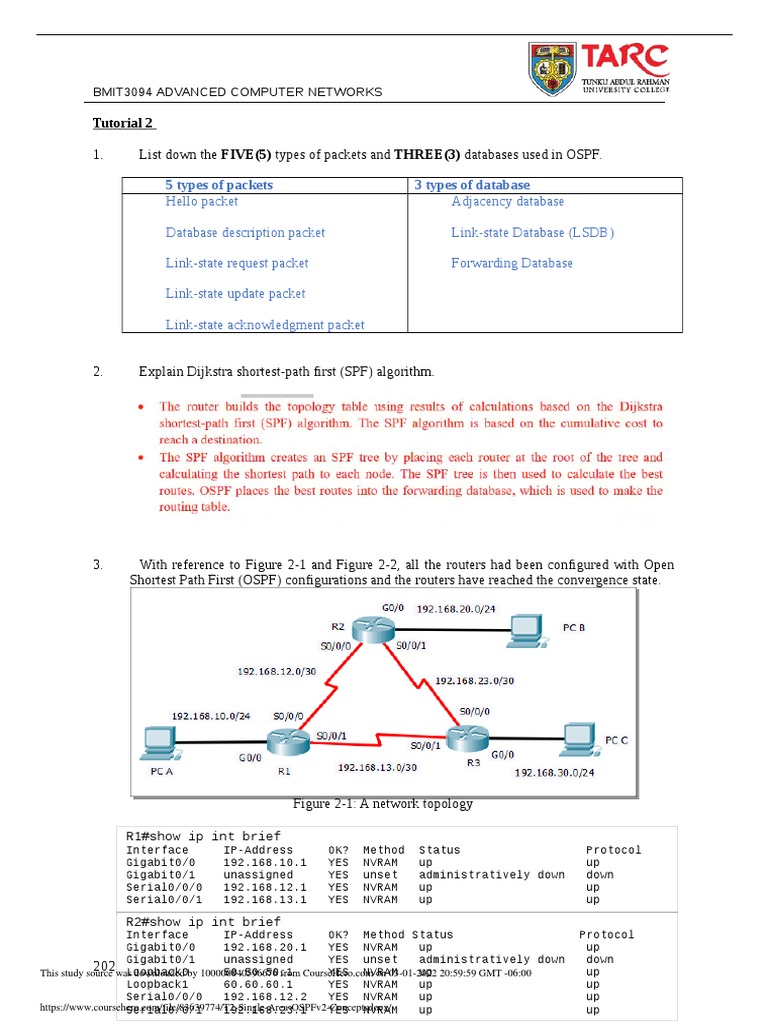 T2 Single Area OSPFv2 Concepts | PDF | Computing | Routing