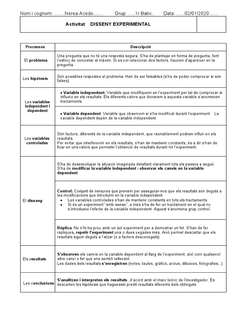 Fitxa 4 - Disseny Experimental | PDF