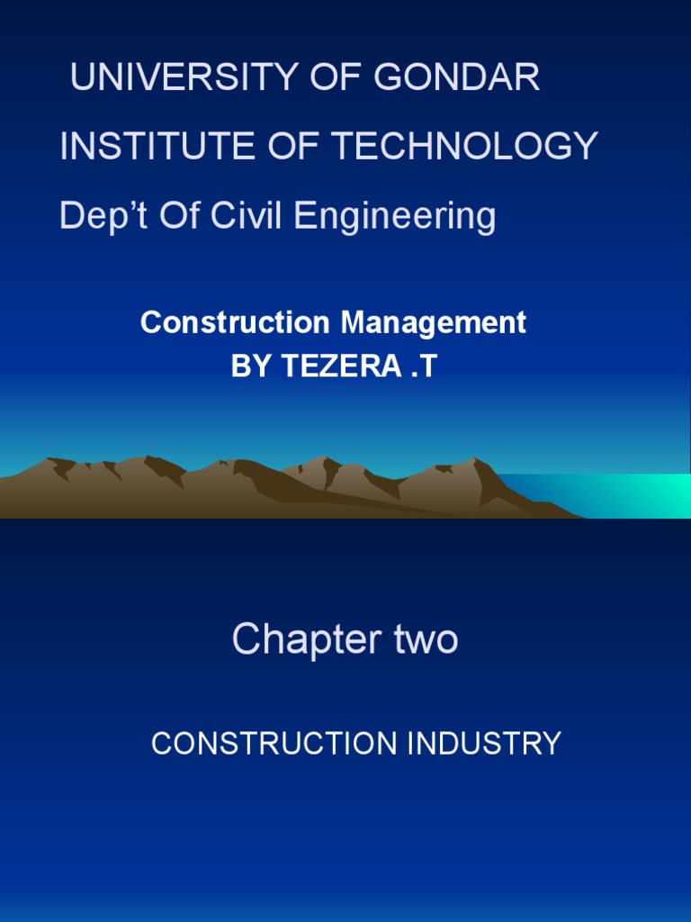 University of Gondar Institute of Technology Dep't of Civil Engineering ...