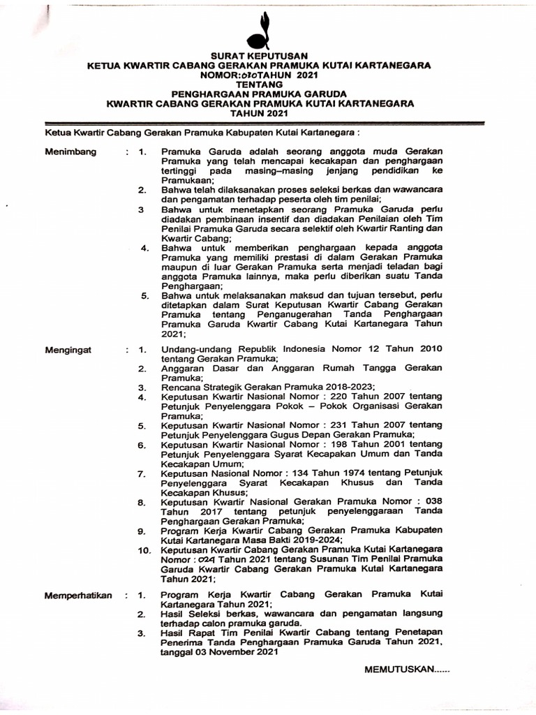 030 - SK Penetapan Pramuka Garuda 2021 | PDF