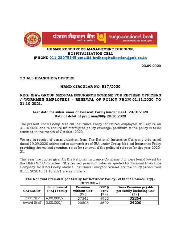 Circular For Retired Employee Renewal Policy - 2020-21 | Download Free ...