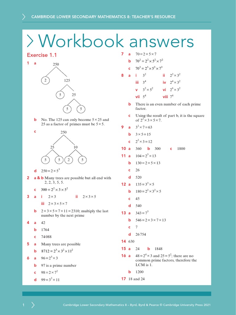 Ls Maths8 2ed TR Workbook Answers-2 | PDF | Mathematical Analysis | Numbers