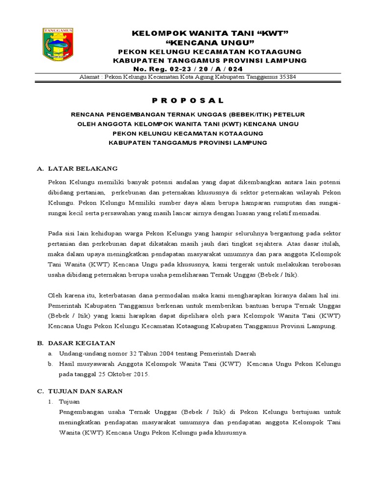 Proposal Kelompok Wanita Tani | PDF