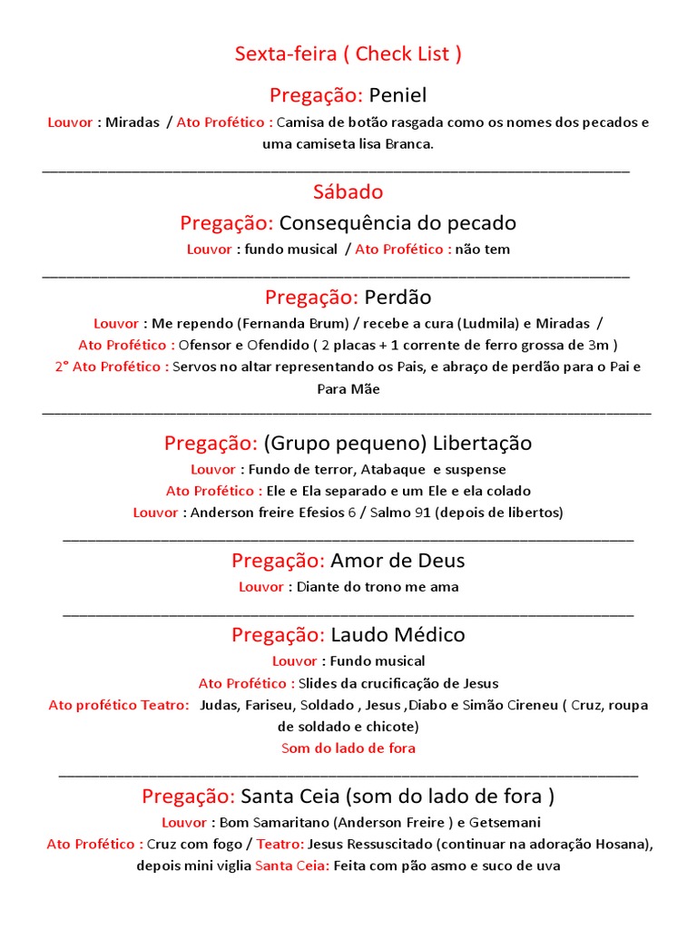 Check List Do Encontro | PDF