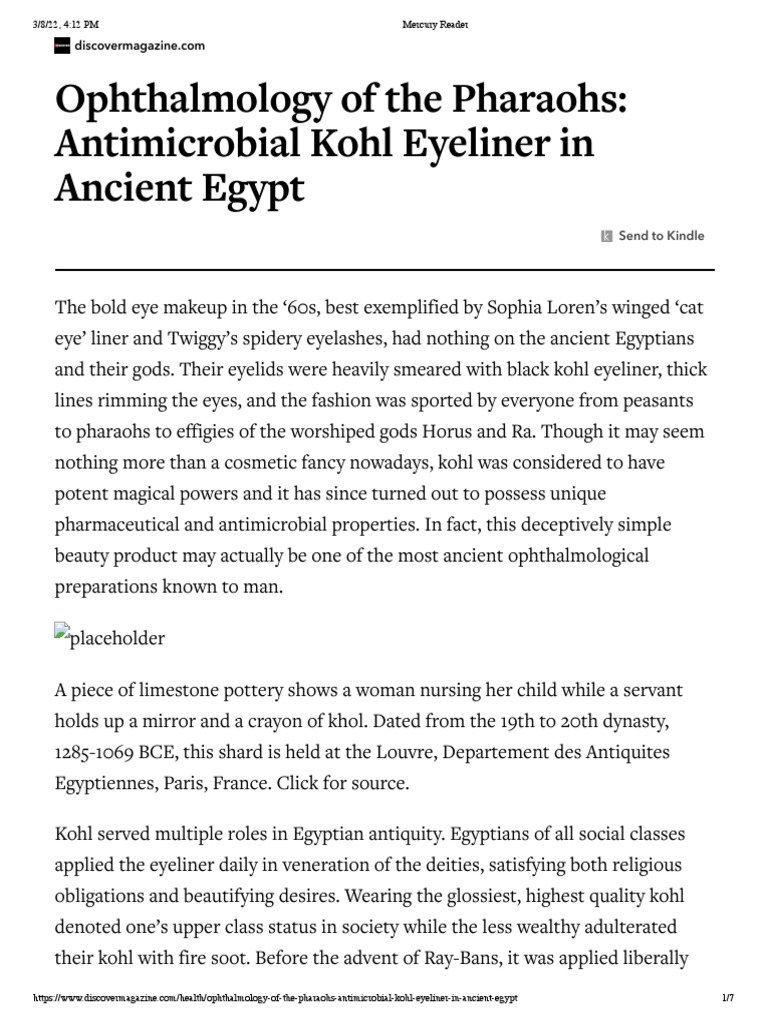 Ophthalmology of The Pharaohs: Antimicrobial Kohl Eyeliner in Ancient ...