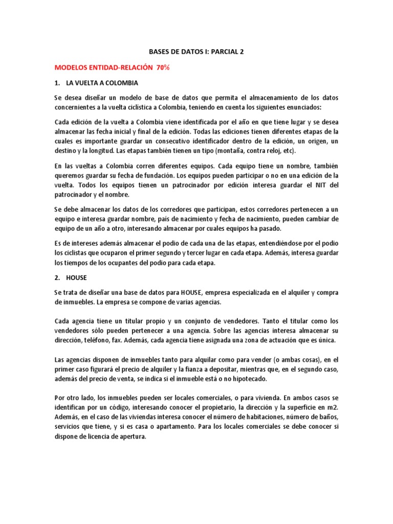 Segundo Parcial Bases de Datos I | PDF | Bases de datos | Informática