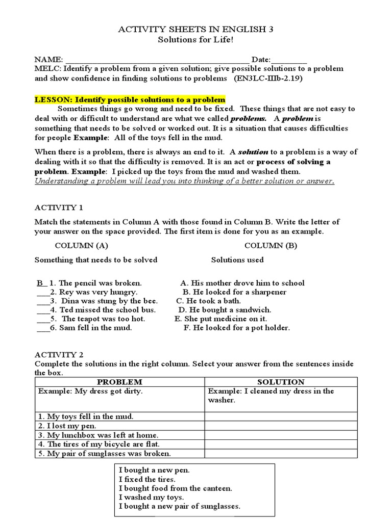 Quarter 3 Activity Sheets in English 3 | PDF
