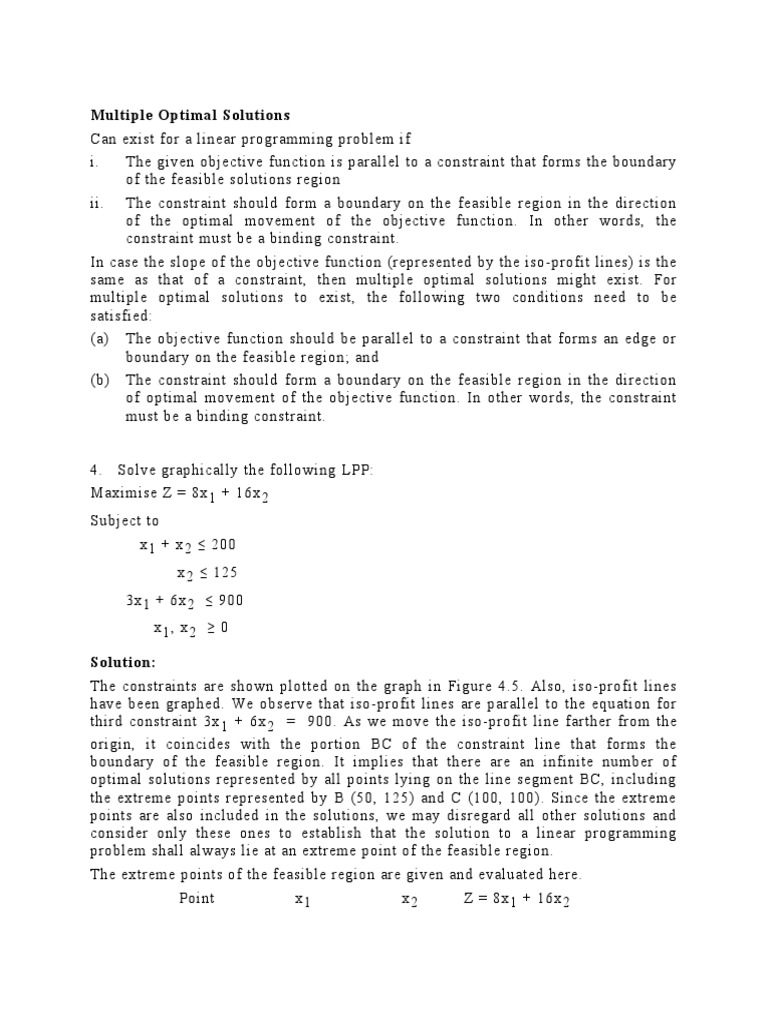Multiple Optimal Solutions | PDF | Mathematical Optimization | Applied Mathematics