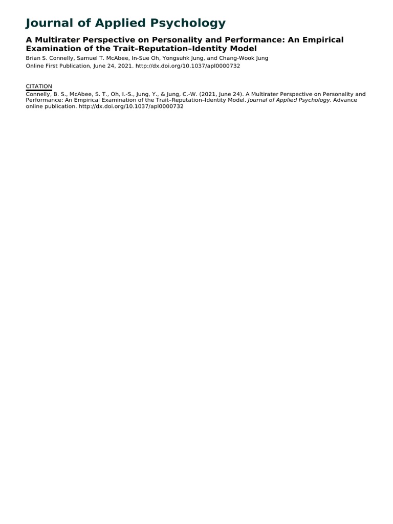 Journal of Applied Psychology | PDF | Identity (Social Science ...