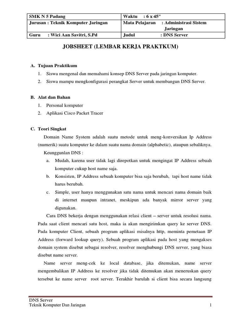 8.JobSheet-DNS Server | PDF