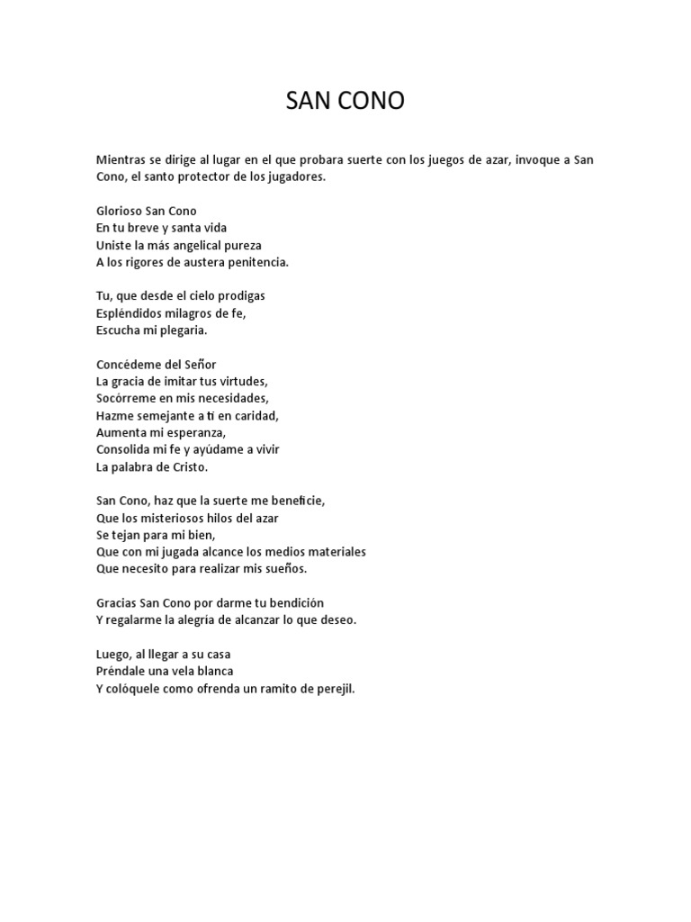 Oración a San Cono para la Suerte | PDF | Religión y espiritualidad