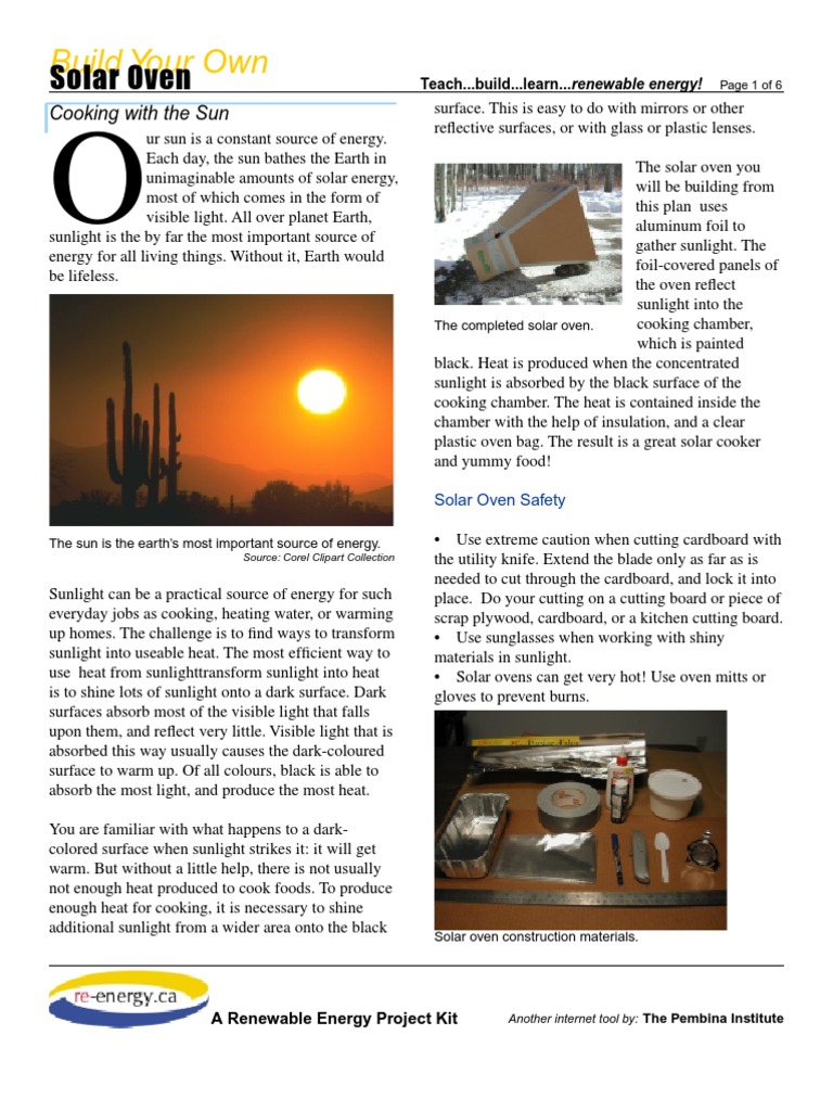 Build a Solar Oven: DIY Guide | PDF
