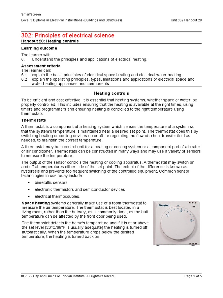 02 - Smartscreen Handout 28 - Heating Controls-1 | PDF | Thermostat ...