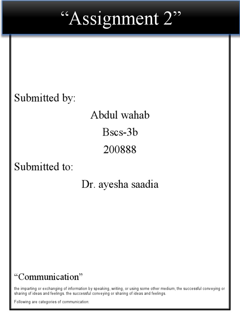 Communication Skills Assignment2 | PDF | Communication | Nonverbal Communication