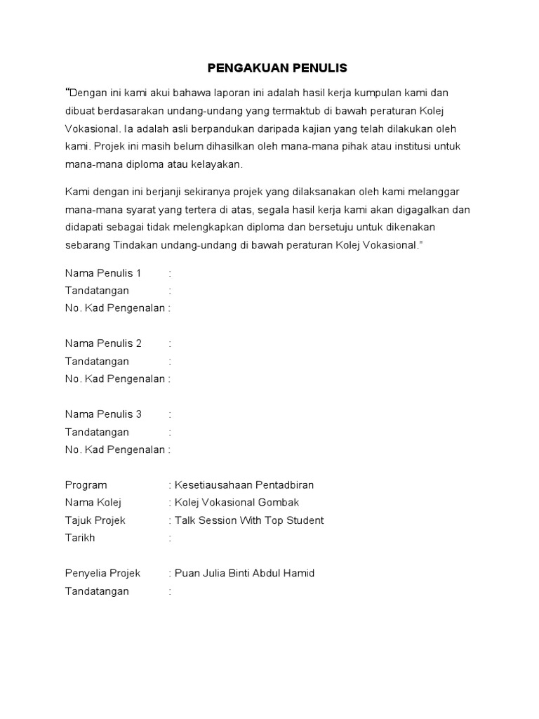 Final Year Projek First Page Report | PDF