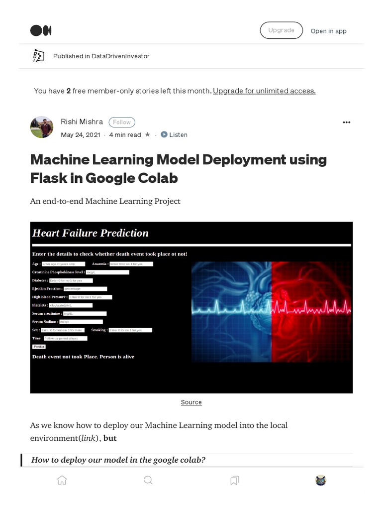 Machine Learning Model Deployment Using Flask in Google Colab - by ...