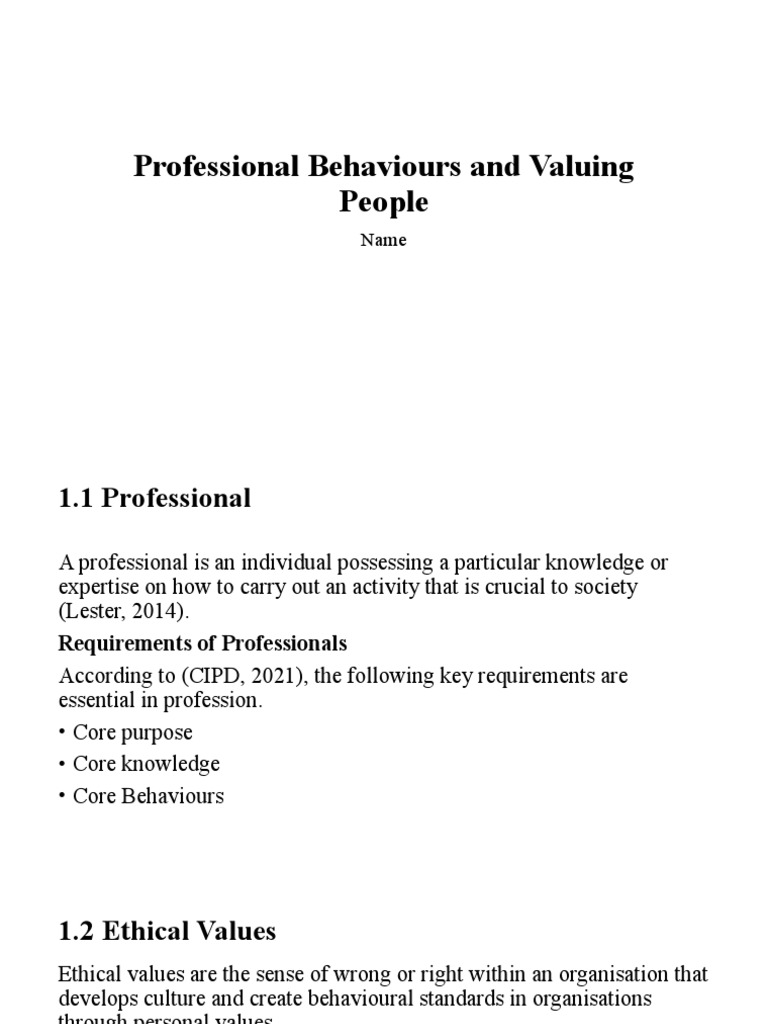 Professional Behaviours and Valuing People | PDF | Employment | Autonomy