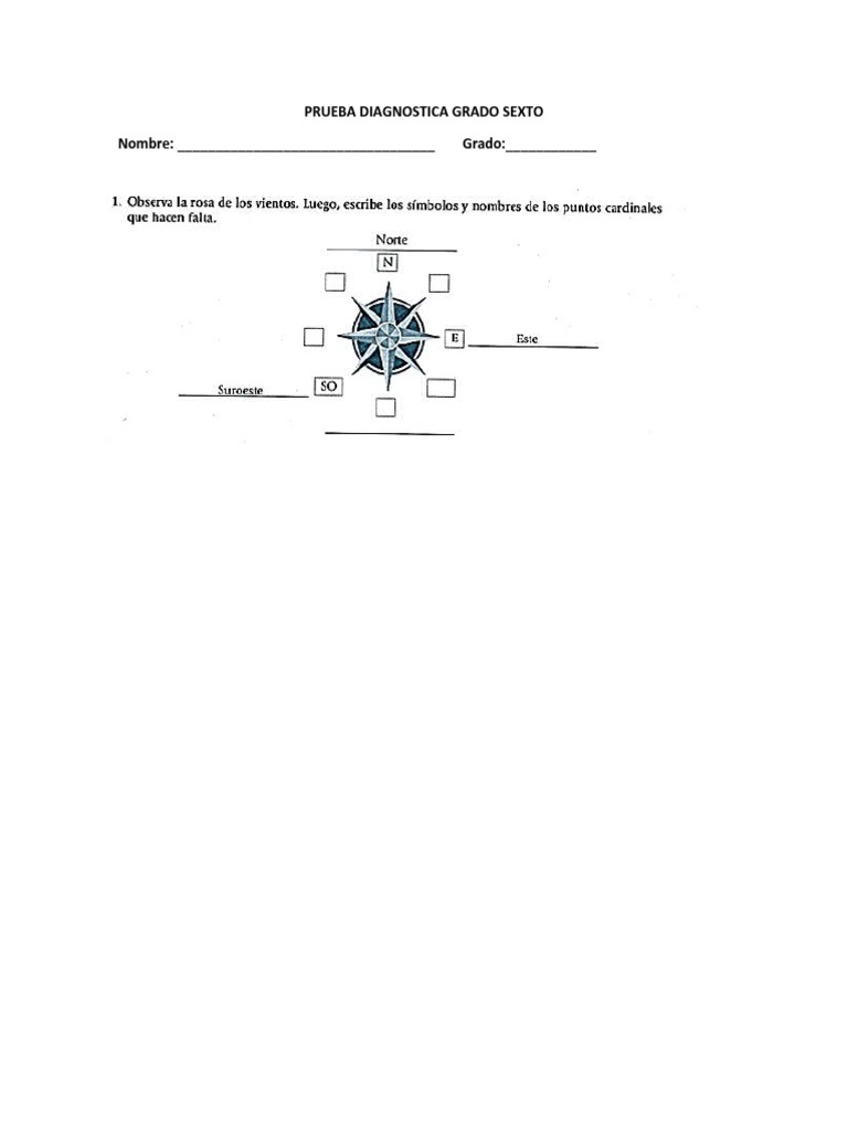 Prueba Diagnostica Grado Sexto | PDF