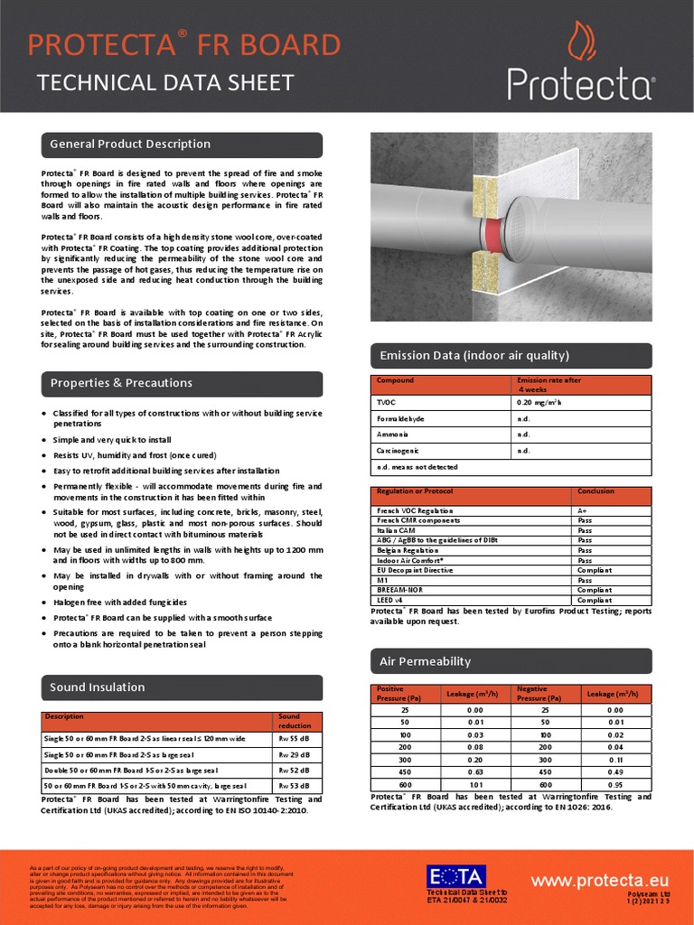 Protecta FR Board: Technical Data Sheet | PDF | Pipe (Fluid Conveyance ...