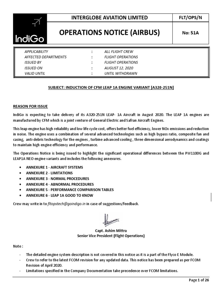 A320-251N LEAP 1A Engine Induction Notice | PDF | Propulsion | Machines