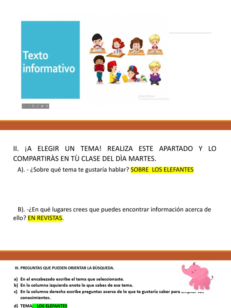 El Texto Informativo Con Niños de 4o. Grado | PDF