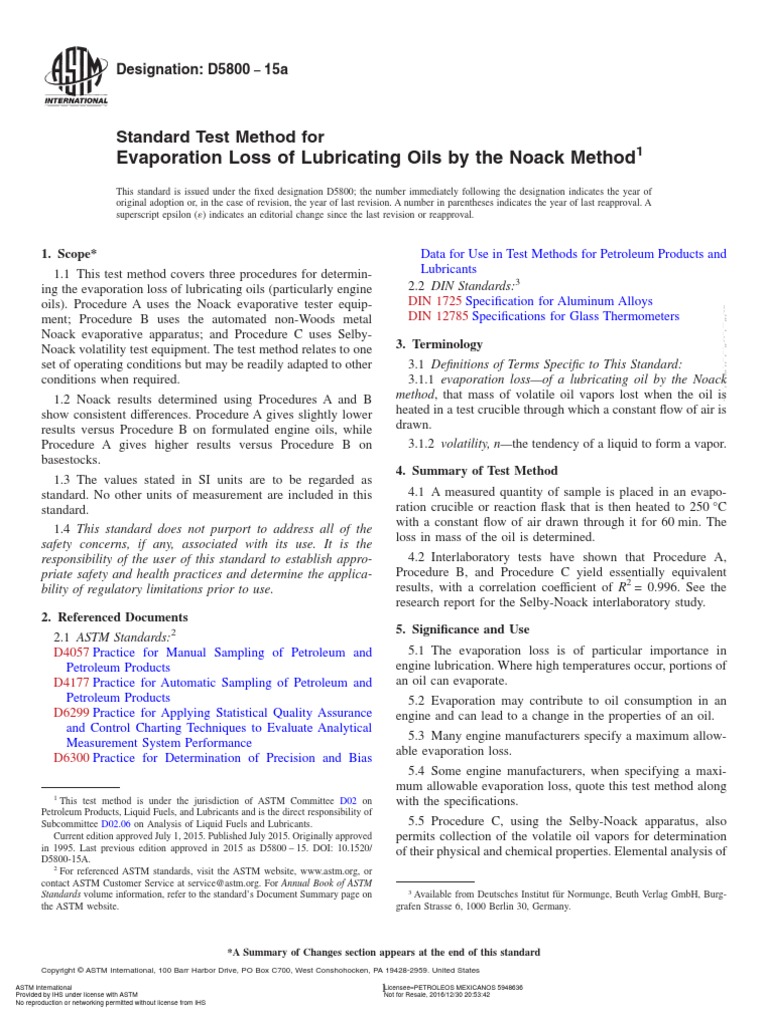 Astm D 5800 | PDF