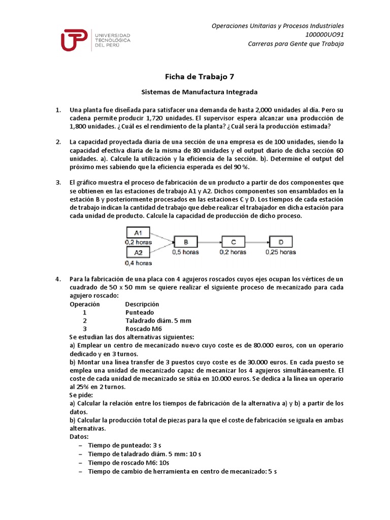 U7 - S8 - Ficha de Trabajo 7 | PDF | Mecanizado | Perforar