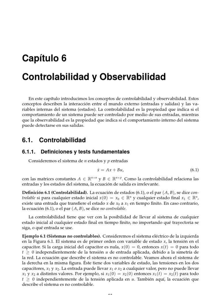 Controlabilidad y Observabilidad | PDF | Matriz (Matemáticas) | Valores ...