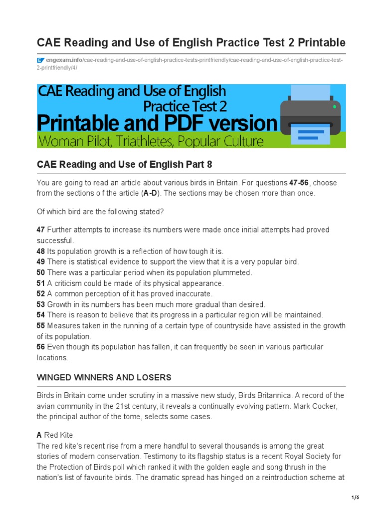 CAE Use of English Part 8 | PDF | Birds | Linguistics