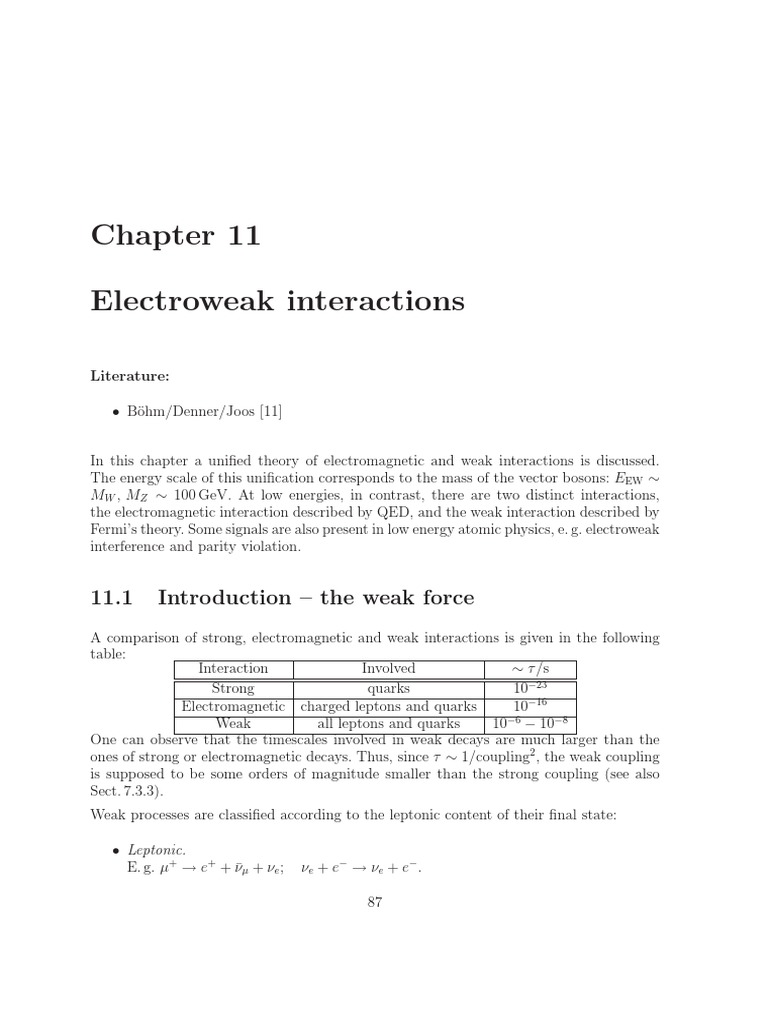 Electroweak Interactions: 11.1 Introduction - The Weak Force | PDF | Gauge Theory | Quantum ...