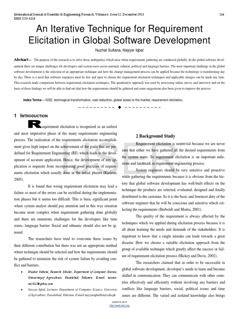 An Iterative Technique For Requirement Elicitation in Global Software Development | PDF ...