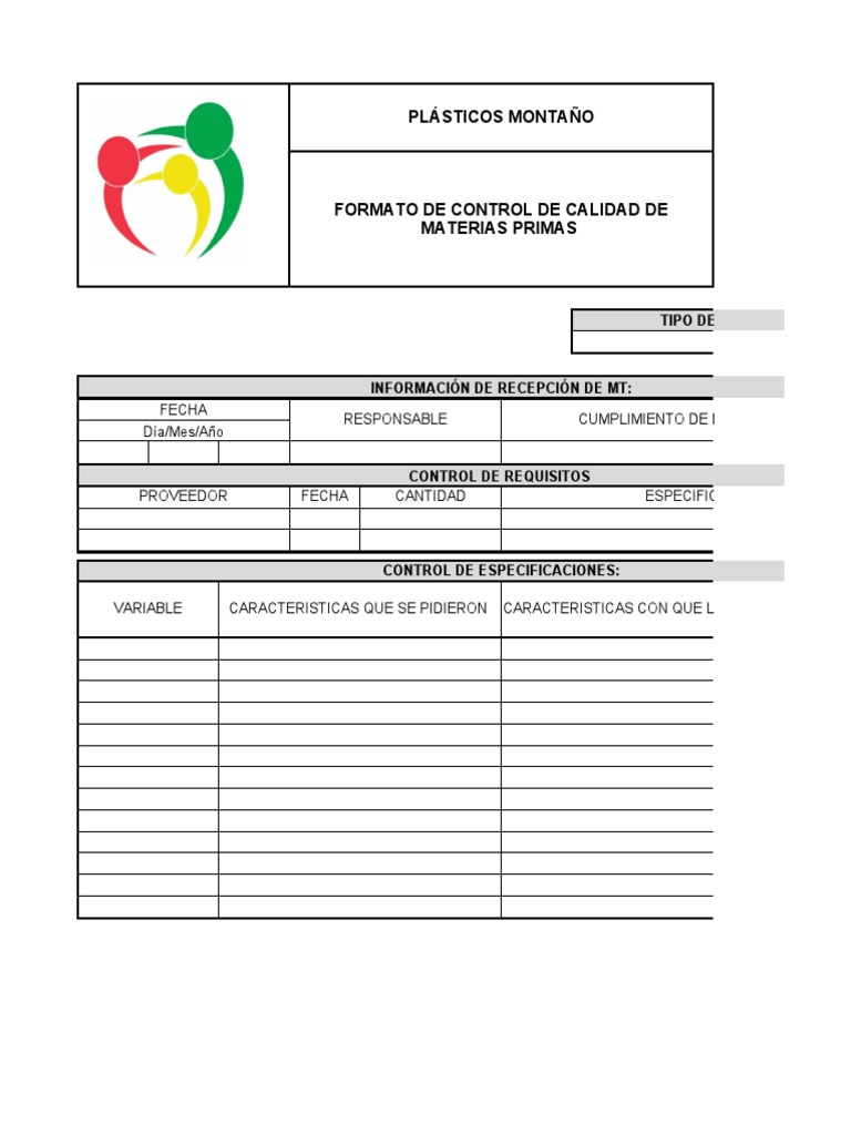 Formato de Control de Calidad de Materias Primas | PDF