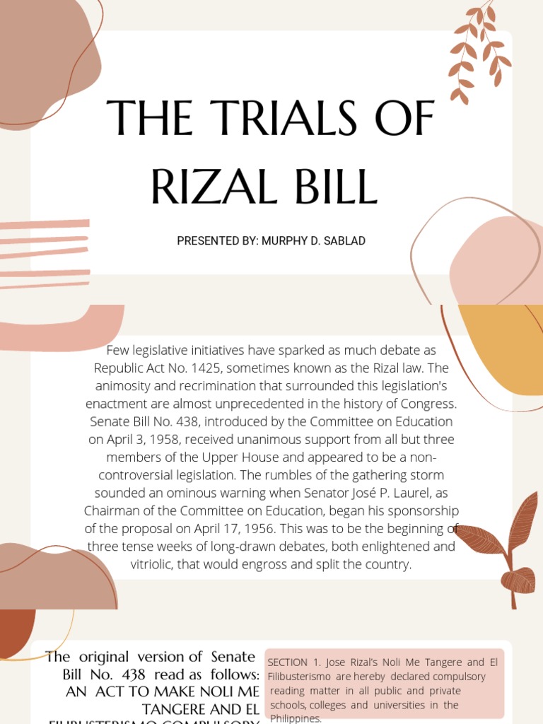 The Trials of Rizal Bill | PDF | Constitutional Law | Public Law