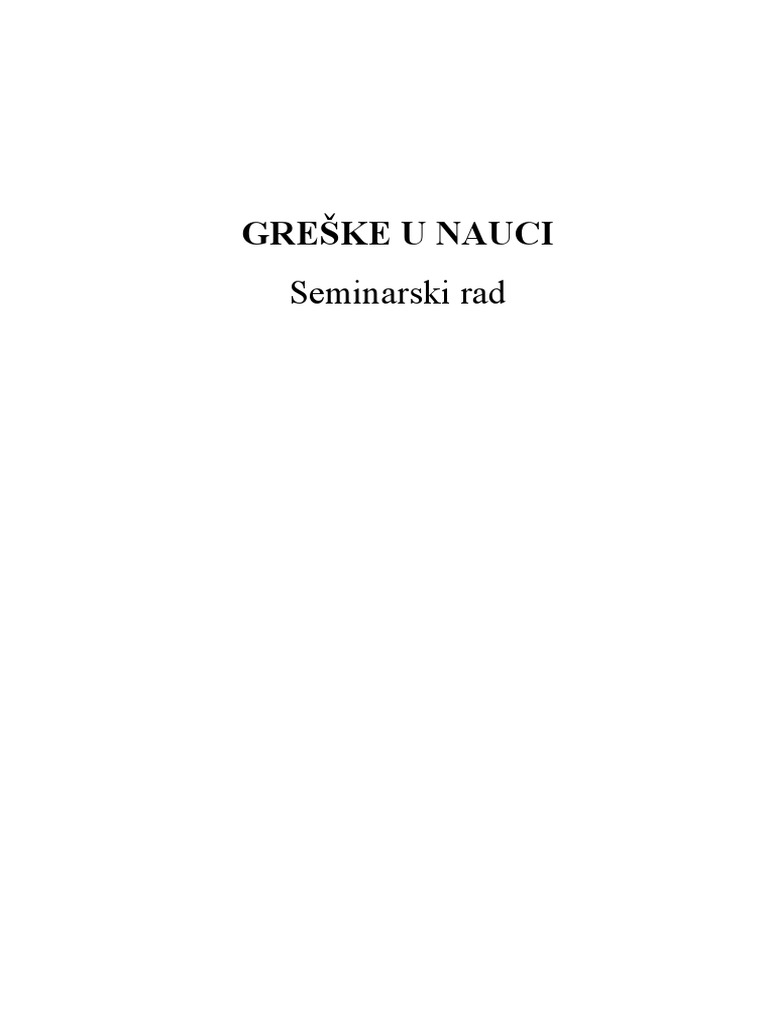 Greske U Nauci Seminarski Rad | PDF