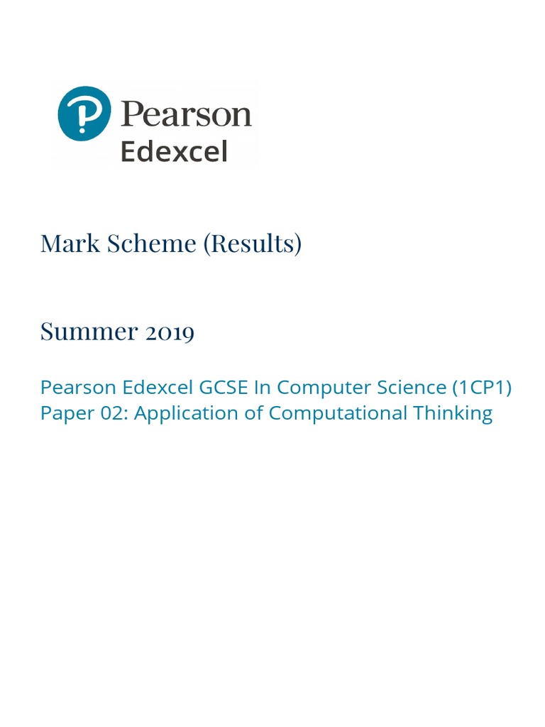 Mark Scheme (Results) Summer 2019 | PDF | Subroutine | Parameter (Computer Programming)