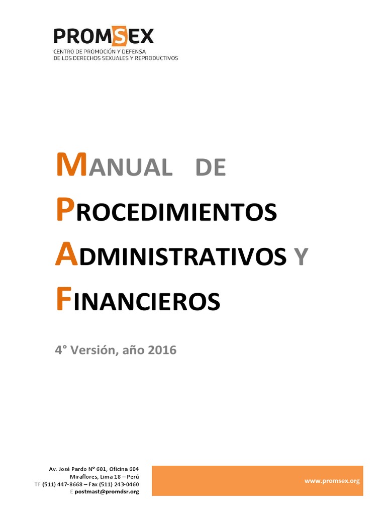 Manual de Procedimientos Administrativos y Financieros | PDF | Depreciación | Contabilidad