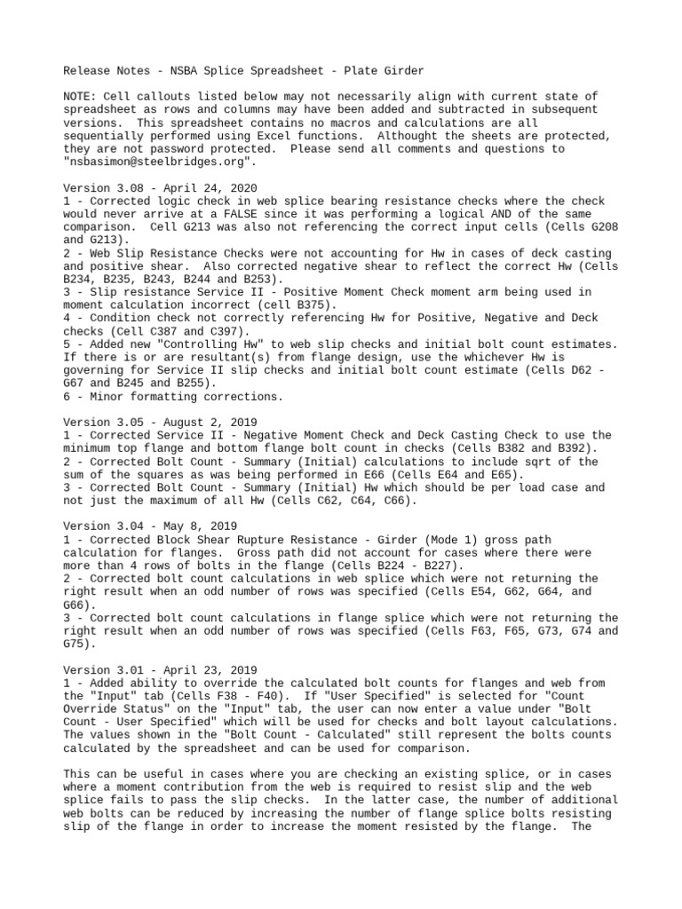 Engineers' Plate Girder Updates | PDF | Spreadsheet | Microsoft Excel