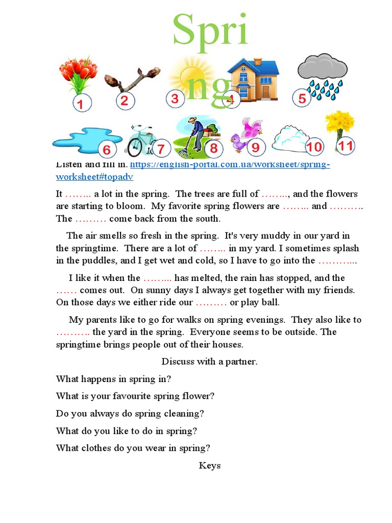 Spring Reading and Listening Reading Comprehension Exercises - 134639 | PDF