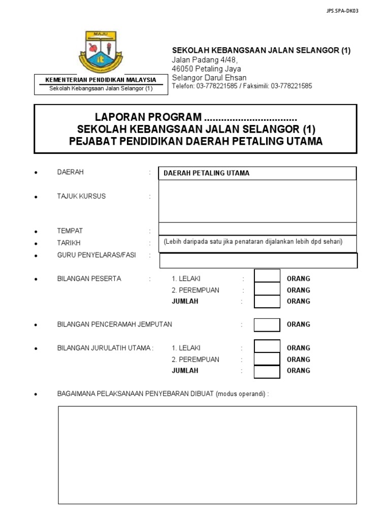 Templat Laporan Program SKJSS | PDF