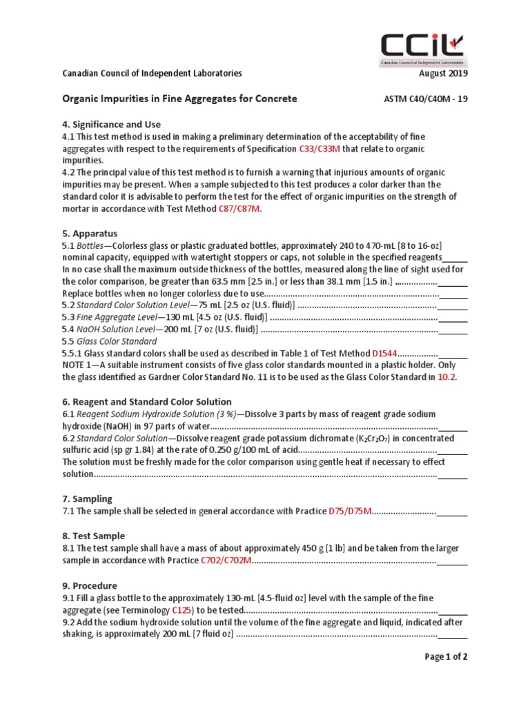 ASTM C40 C40M 19 Aug 2019 | PDF