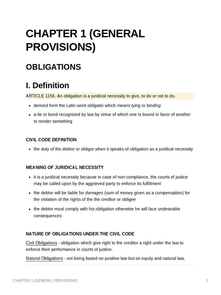 Chapter 1 General Provisions | PDF | Law Of Obligations | Crime & Violence