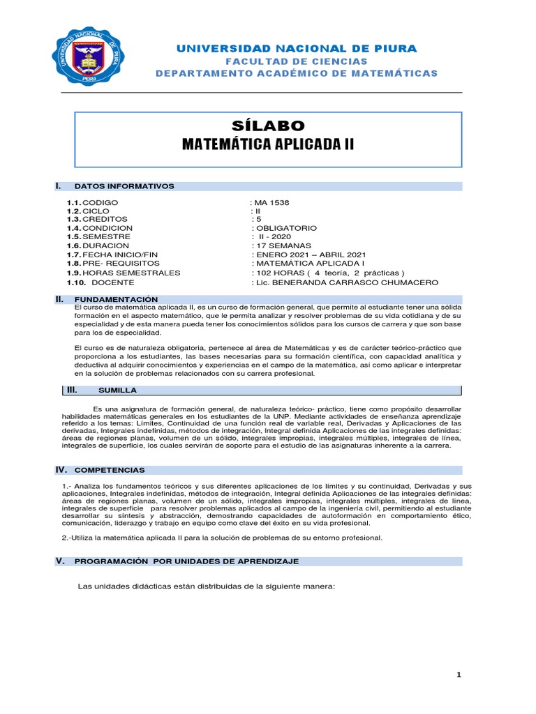 FIC UNP - Matematica Aplicada II | PDF